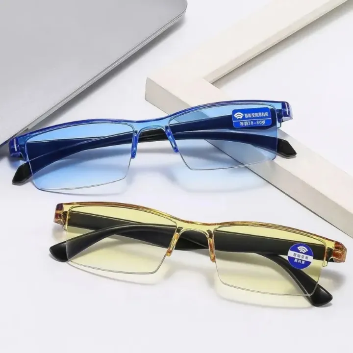 New Smart Automatic Zoom Reading Glasses Ultralight Rimless Anti Blue ...