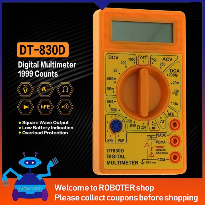 Digital Multimeter DT 830d , Handheld Digital Multimeter LCD Backlight Portable AC/DC Ammeter ...