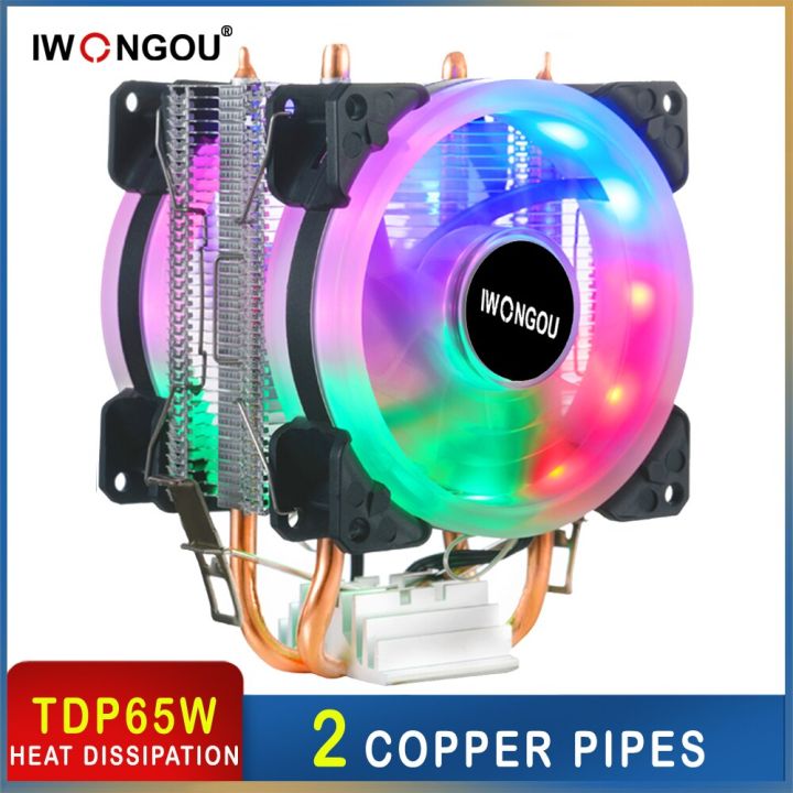 IWONGOU X99 Processor Cooler LGA2011 2 Heatpipes Radiator 90mm RGB Fan ...