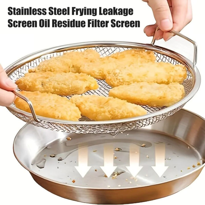 Kitchen Strainer Pan Stainless Steel Frying Pan Fine Mesh Strainer ...