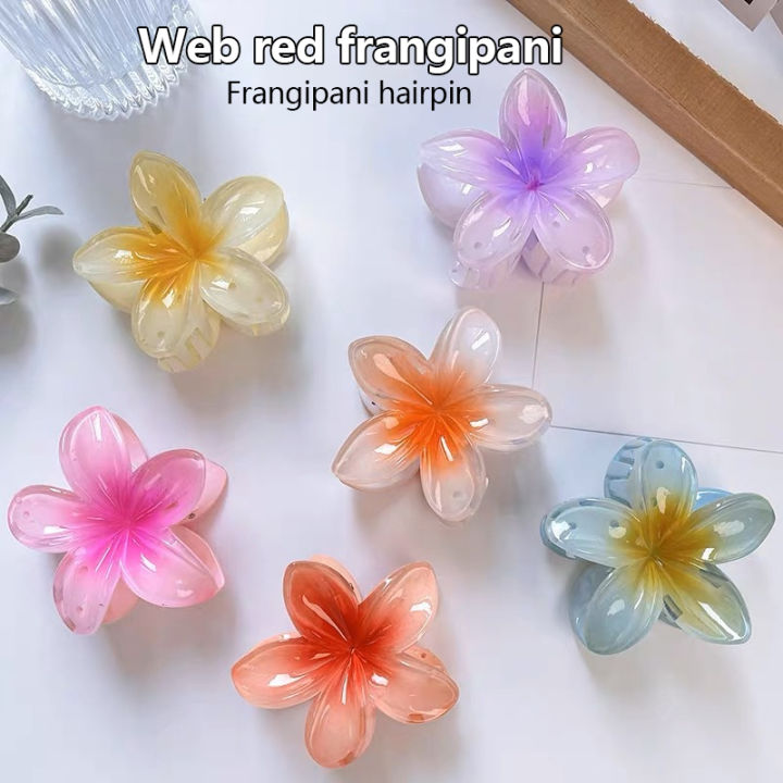 Beach Vacation Style Fashion Egg Flower Hair Clip Flower Large Hair ...