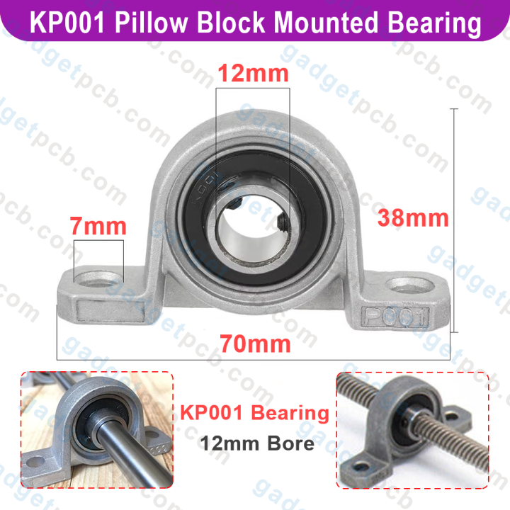 Zinc Alloy KP001 P001 Pillow Block Mounted Ball Bearing 12mm Bore Diameter For CNC Machine 3D ...