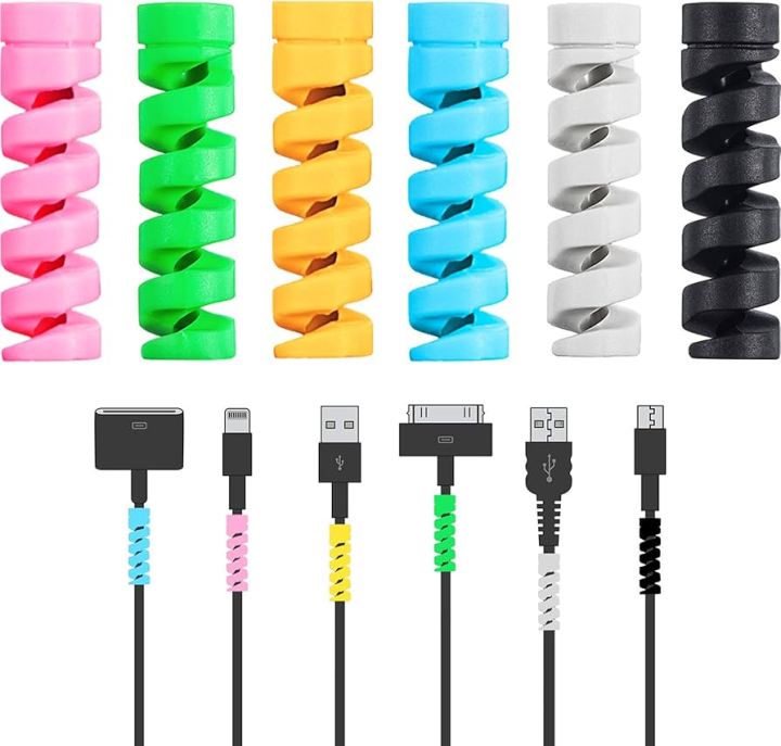 Spiral Cable protector 5 pcs 3 Color Pairs Data Line Silicone Bobbin ...