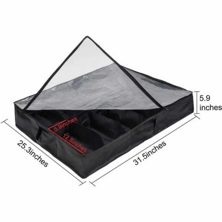 Bed Shoe Storage Box 12 Grid Transparent Foldable Drawer Type Separator ...