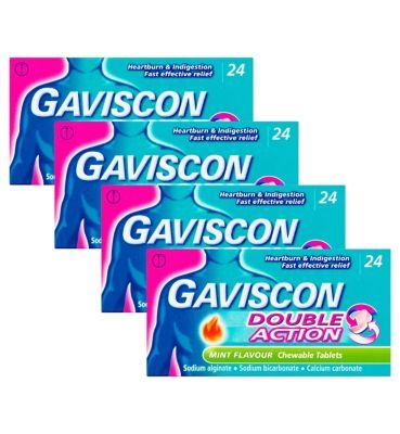 Gaviscon Bundle: 4 x 24 Gaviscon Double Action Mint Flavour Chewable ...