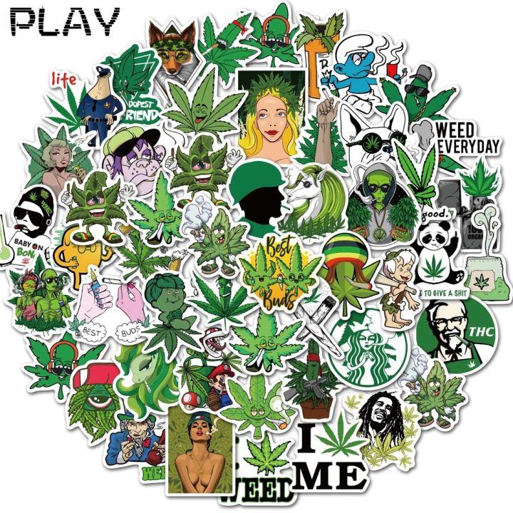 【Lejia】Cartoon Cannabis leaf Sticker DIY Water Luggage Laptop Phone ...