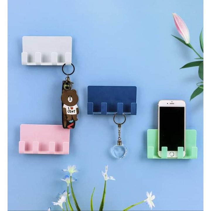 Mobile Phone Holders Phone Charger Wall Mounted 4 Hooks Storage Hanger ...