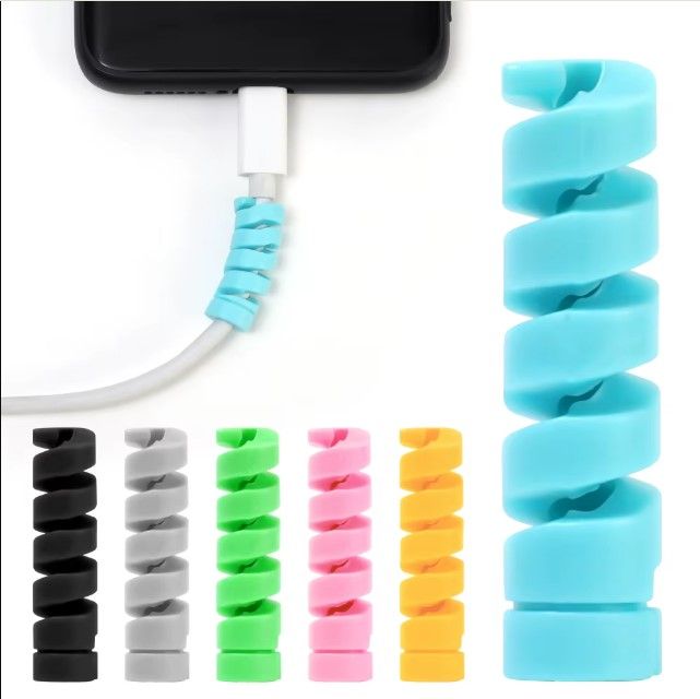 6 pcs Cable Protector USB Charger Cable Saver Spiral Spring-Shaped Wire ...