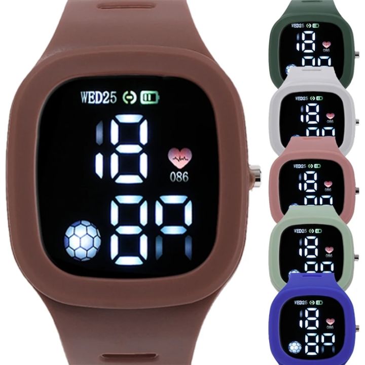 Woman Led Touch Screen Watch Digital Button Square Silicone Transparent ...