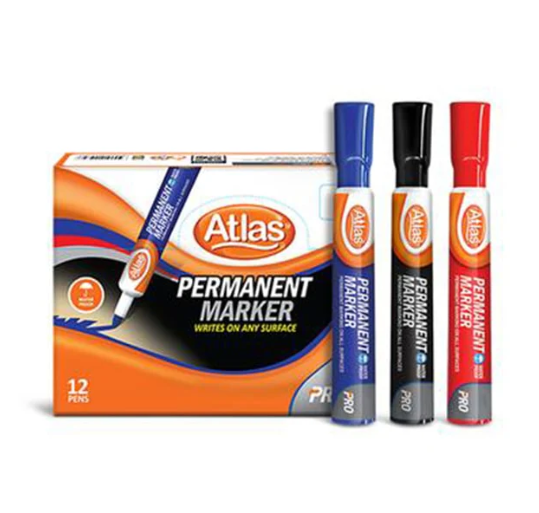 Atlas Black Color Permanent Marker - 12pcs | Daraz.com.bd