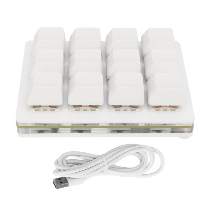 12 Key Mechanical Gaming Keyboard One Handed USB Mini Macro LED Keypad ...