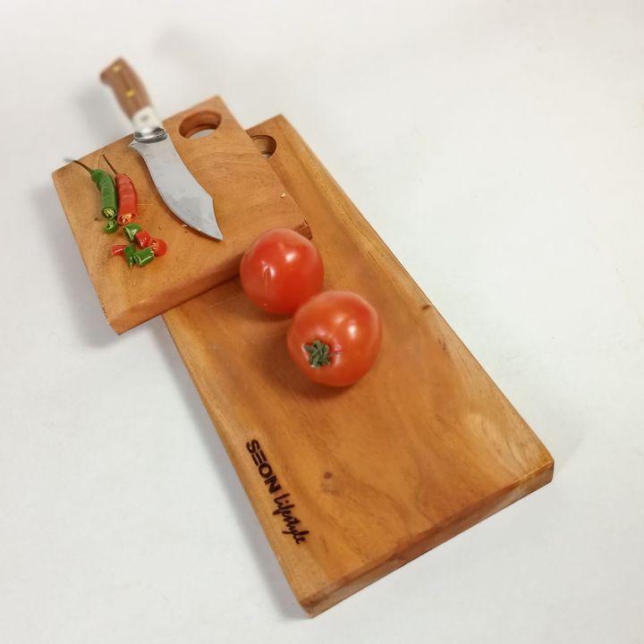 Seon Wooden Cutting Board With Free Mini Cutting Board for Kitchen and ...