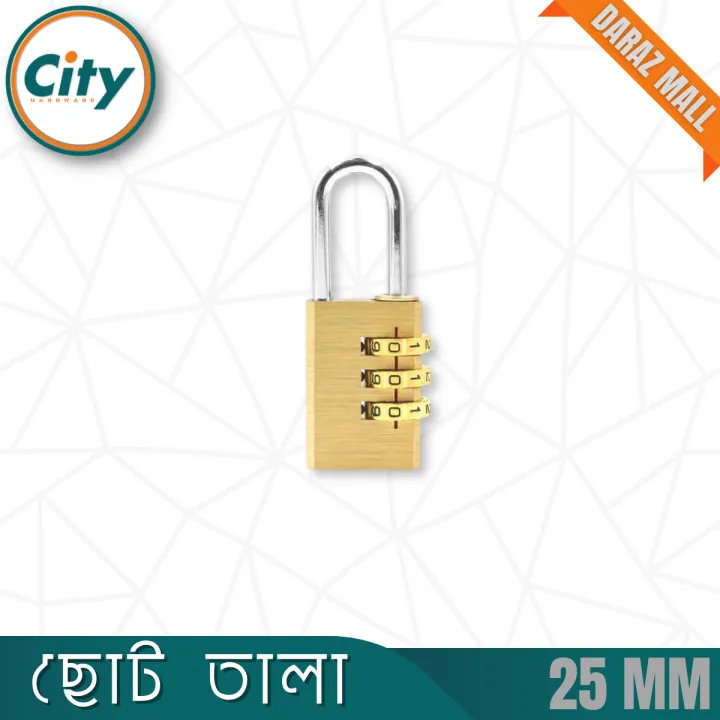 25mm Brass Padlock 3 Dial Combination Number Lock Small Lock Luggage ...