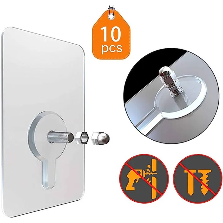 10 pcs Strong Adhesive Seamless Sticky Wall Hook Nail Mounting Rack ...