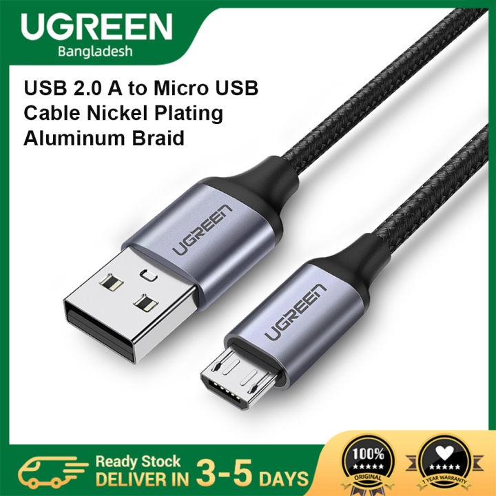 UGREEN US290 USB 2.0 A to Micro USB Cable Nickel Plating Aluminum Braid 1M/1.5M/2M (Black ...