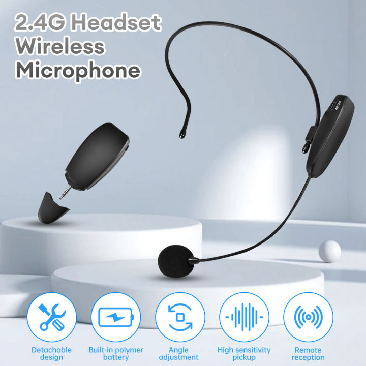 Head-mounted Wireless Lavalier Microphone Set Transmitter with Receiver ...