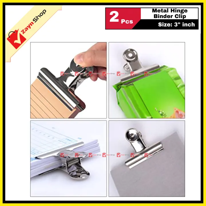 Metal Steel Hinge Clip Binder Paper Clip size 3 inch Pack of 2 pcs ...