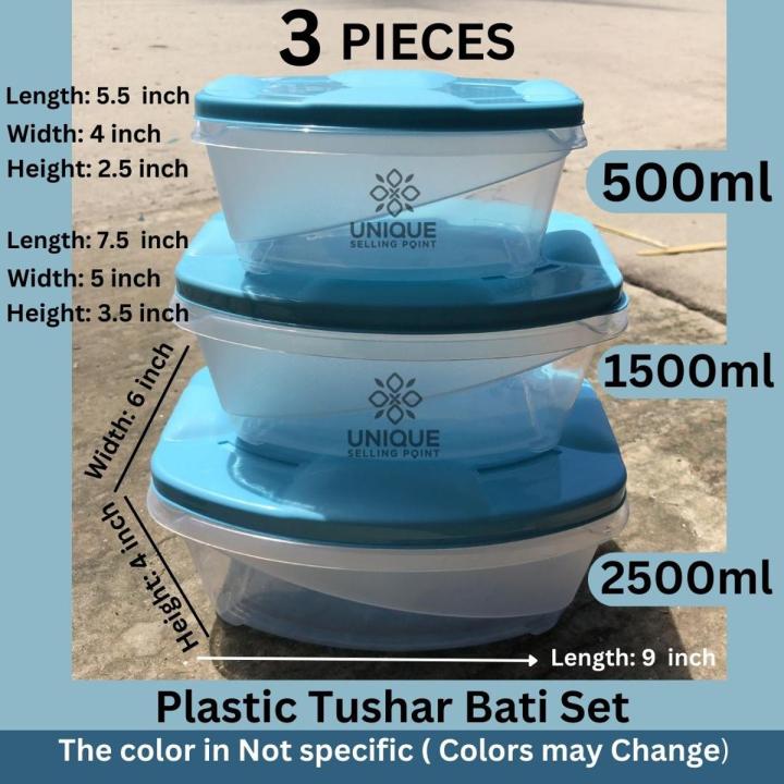Plastic Tushar Bati Set, 500ml,1500ml,2500ml - 3 PIECES Set | Daraz.com.bd