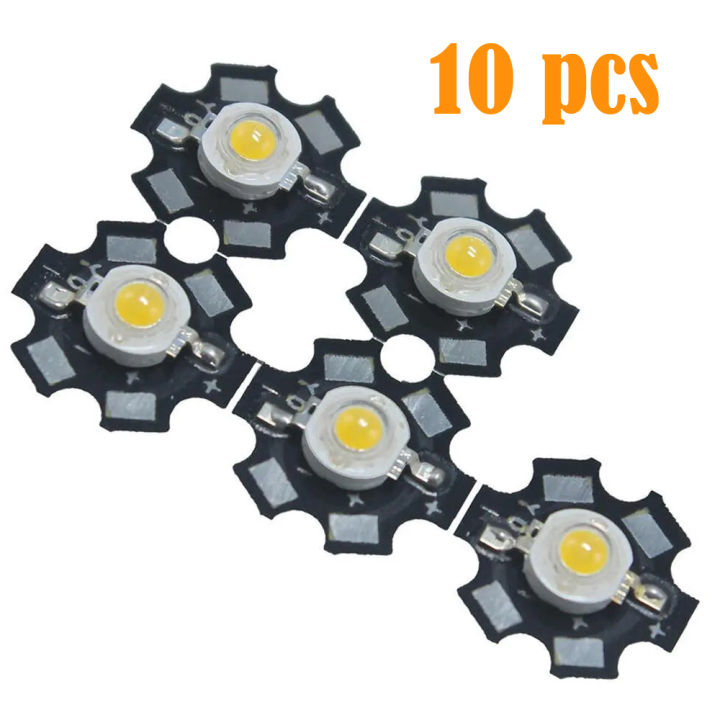10Pcs- 20mm Black PCB Plate White 3 Watt 3.7V Ultra Bright WHITE Color ...