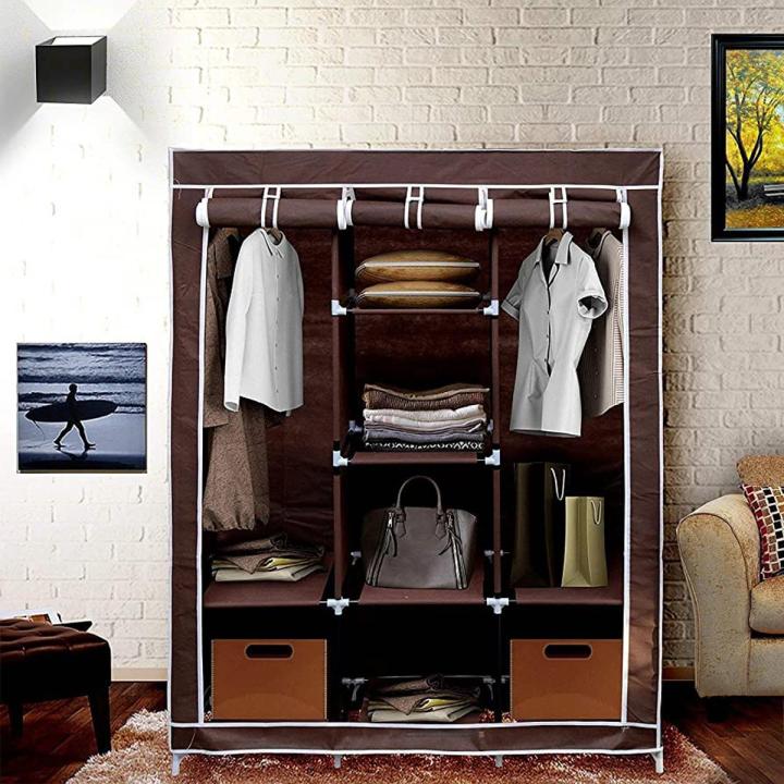 Fancy and Portable Foldable Almirah Wardrobe with 6 Cabinet and 2 Long ...