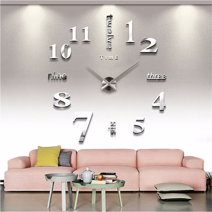 3D Wall Clock Mirror Wall Stickers Creative DIY Wall Clocks Removable ...