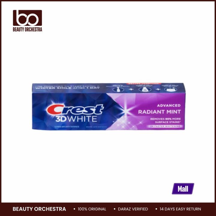 Crest 3D White Advanced Luminous Mint Teeth Whitening Toothpaste Crest ...