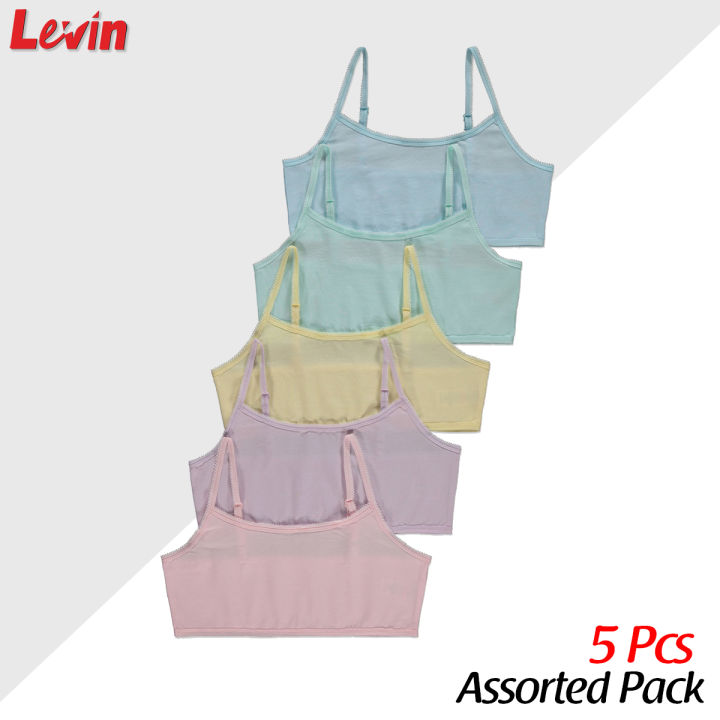 Pack of 5 Assorted Cotton Girls Bra Crop Cami Training Bras for Little ...