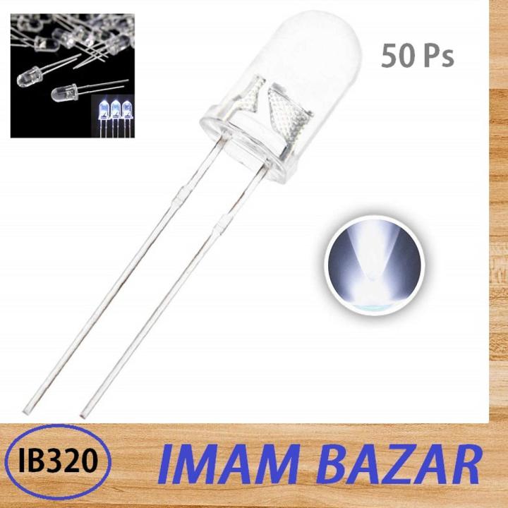5mm White LED Diode Lights - [Ultra Bright] Clear Transparent DC 3V ...