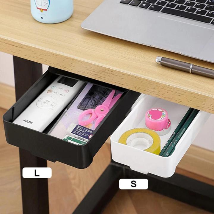 Desktop Pencil Tray Under Desk Drawer Storage Box Hidden Table ...