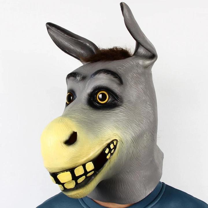 Animal Shrek Donkey Mask Novelty Funny Donkey Horse head Masks Latex full Face Helmet Cosplay ...