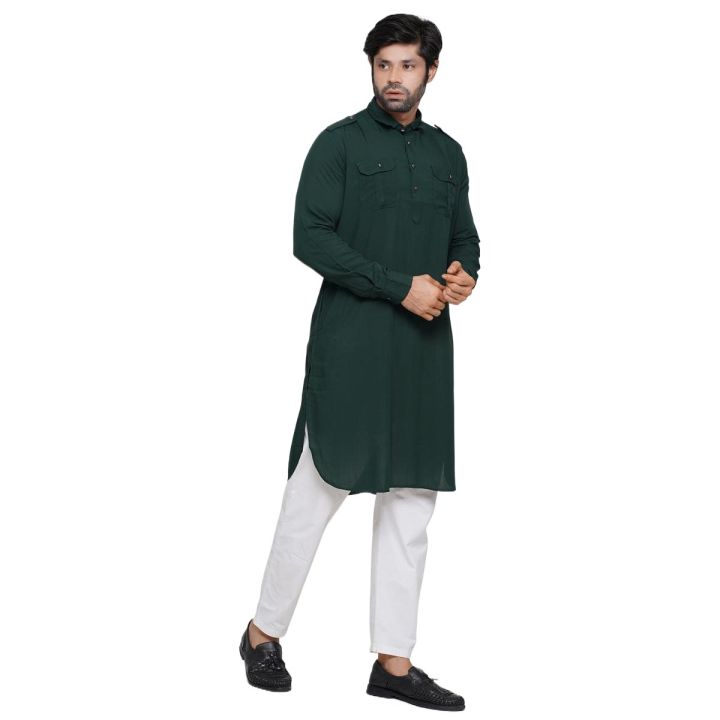Deep green kabli panjabi for men | Kabli panjabi new collection fro men ...