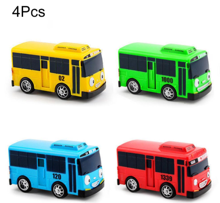 【Lejia】New 4pcs/set Tayo the Little Bus Mini Plastic Pull Blue Tayo Red ...