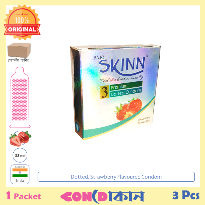 SKINN Dotted Strawberry Flavoured Condom 1 Pack (3 Pcs) | Daraz.com.bd