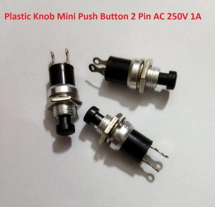 Plastic Knob Mini Push Button 2 Pin AC 250V 1A SPST Momentary On Off ...