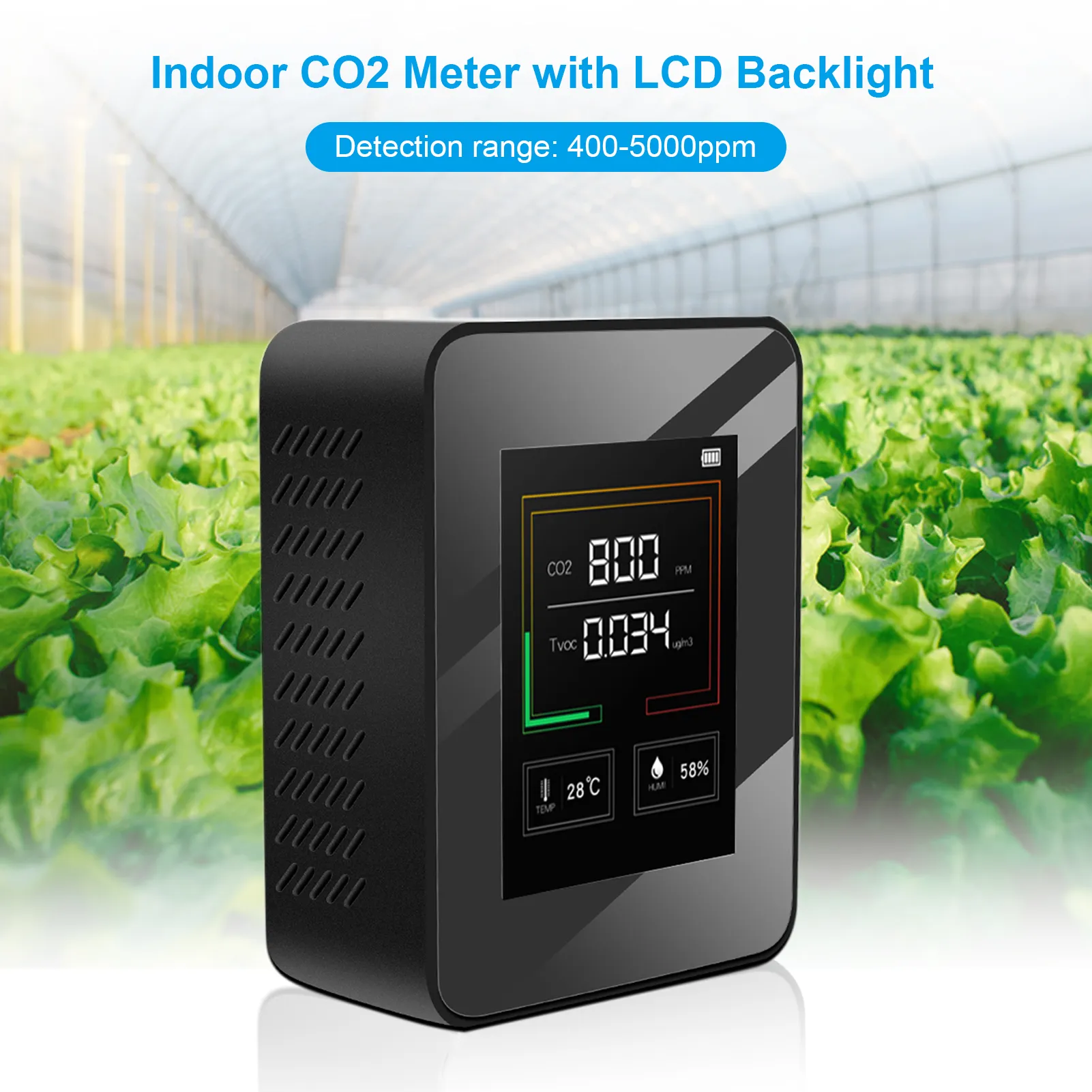 CO2 Meter LCD Backlight Indoor Carbon Dioxide CO2 Concentration ...