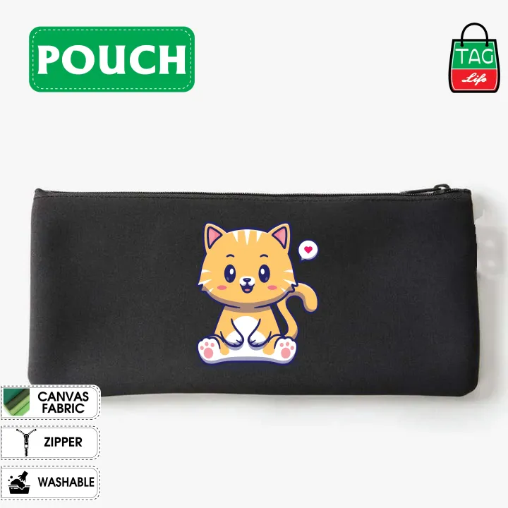 Pouch Pencil Bag for Cosmetics/Mobile/Coin Pouch Canvas Fabric Exclusive Design Mini Pouch Black ...