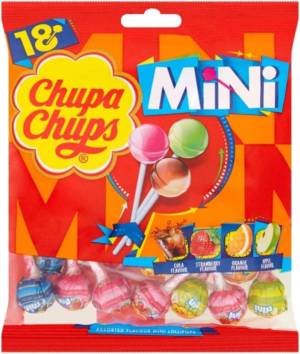 Chupa Chups Mini Assorted Flavour Mini Lollipops - 18 Mini Lollipop ...