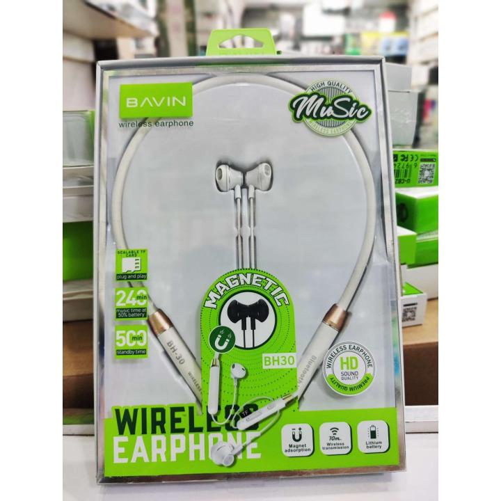 BAVIN BH30 Magnetic Neckband 5.0V Bluetooth Wireless Earphone with TF ...
