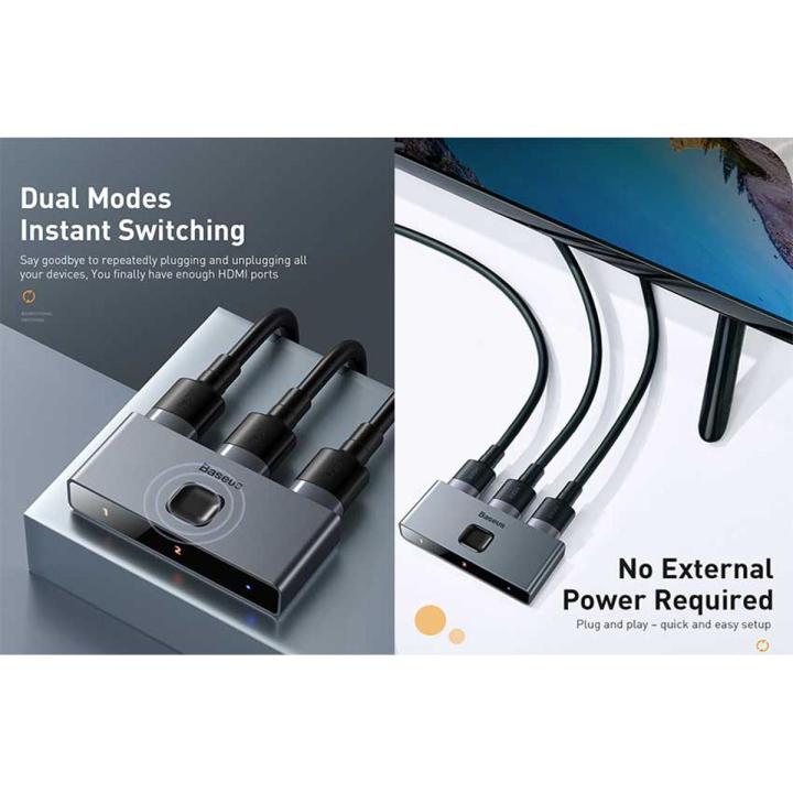 Baseus HDMI Splitter 4K 60Hz Bi-Direction HDMI Switch 1x2/2x1 HDR HDMI ...