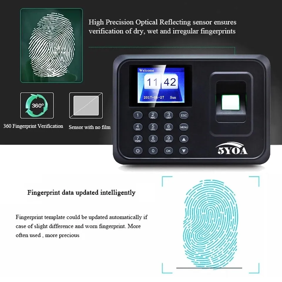 A01 biometric fingerprint punch usb time clock office attendance system ...