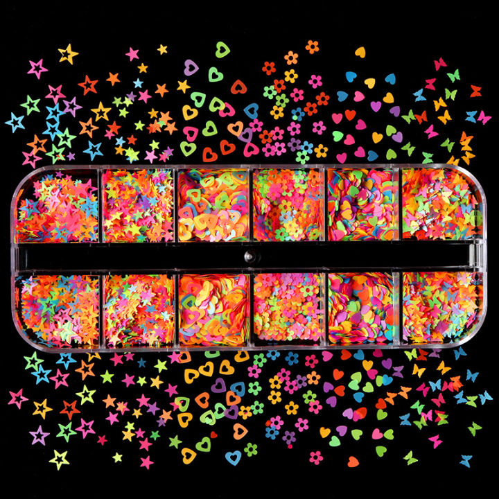 RHS Online 12 Grid Glitter Flakes Sequins English Letter Alphabet Star ...