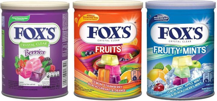 Fox's Crystal Clear Assorted Fruit Flavours 3 X 180g Berries,Fruit ...