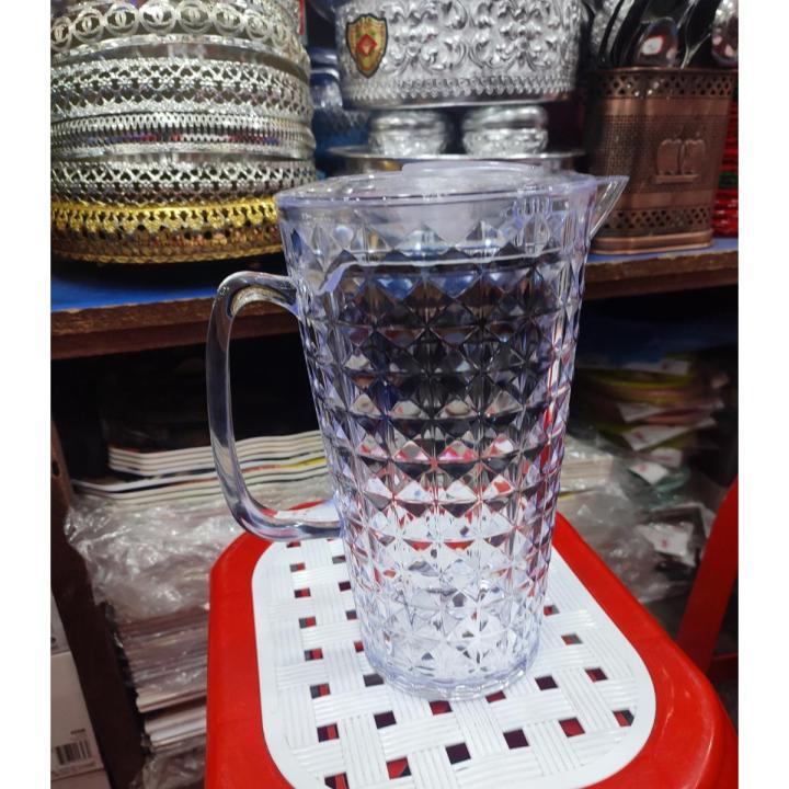 Crystal Plastic Water jug Diamond Shaped Jug With Lid - 2L | Daraz.com.bd