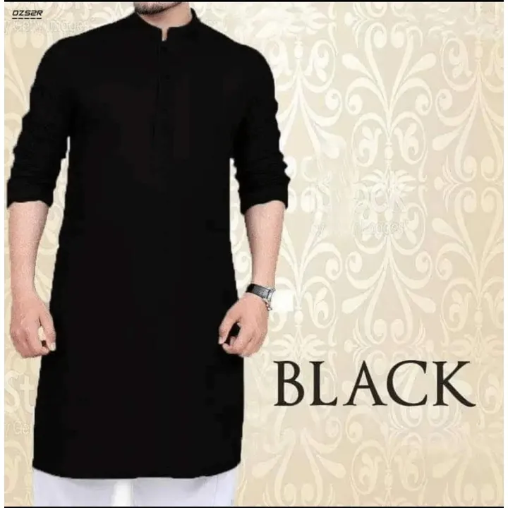 Stylish Semi Long Solid Black Cotton Punjabi For Men Panjabi New ...