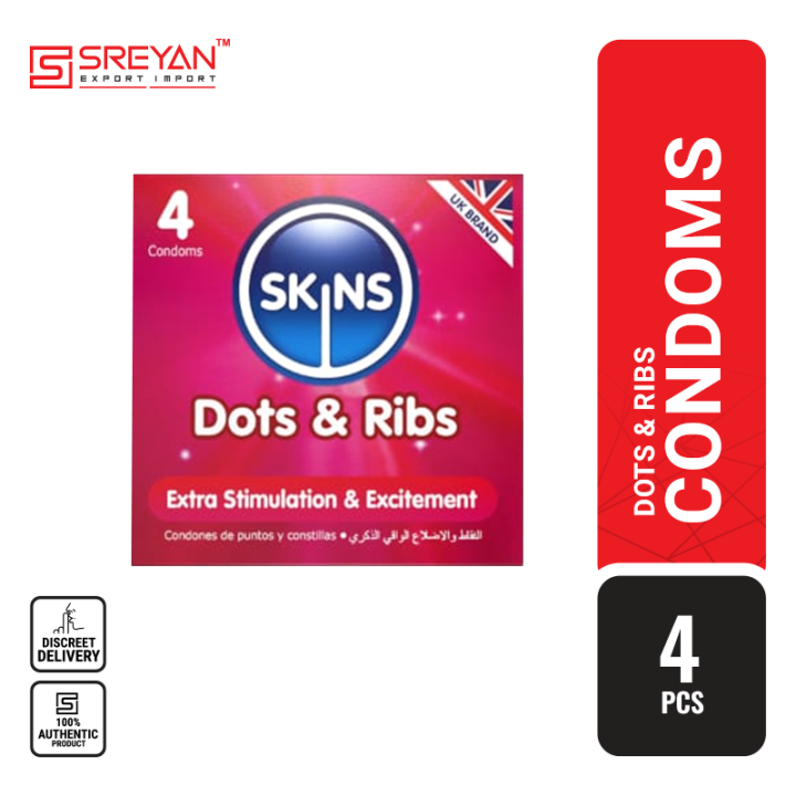 Skins Dots & Ribs Premium Condom - 4Pcs Pack | Daraz.com.bd