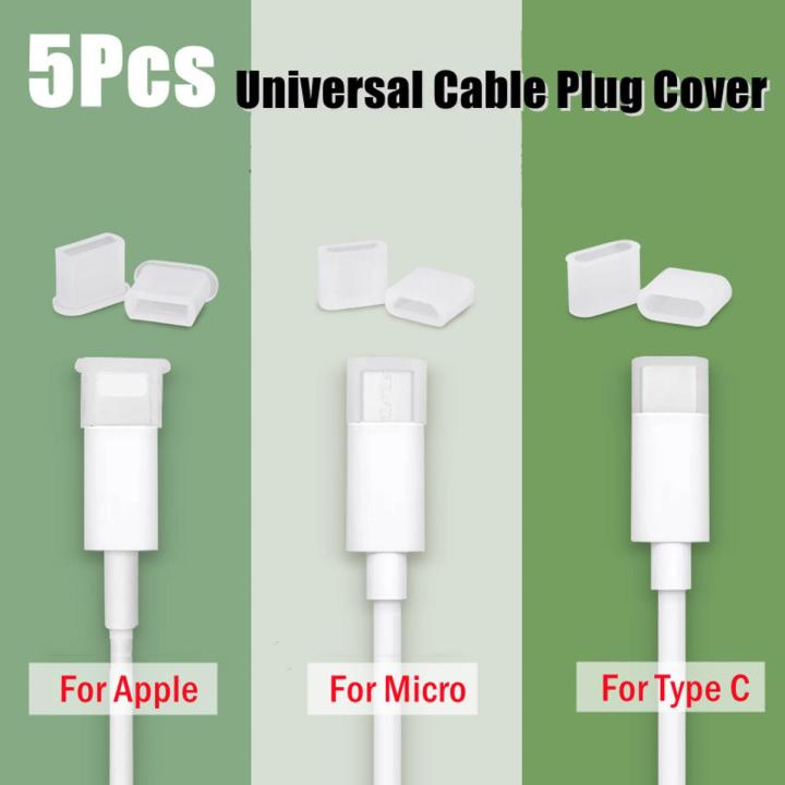 5Pcs Universal Dust Plug Protector Cap USB Type C & Micro USB & IOS ...