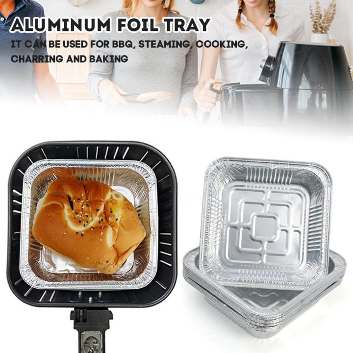 (New)10pc quare aluminum foil bake pan tinfoil box barbecue baking tray food container for cake ...