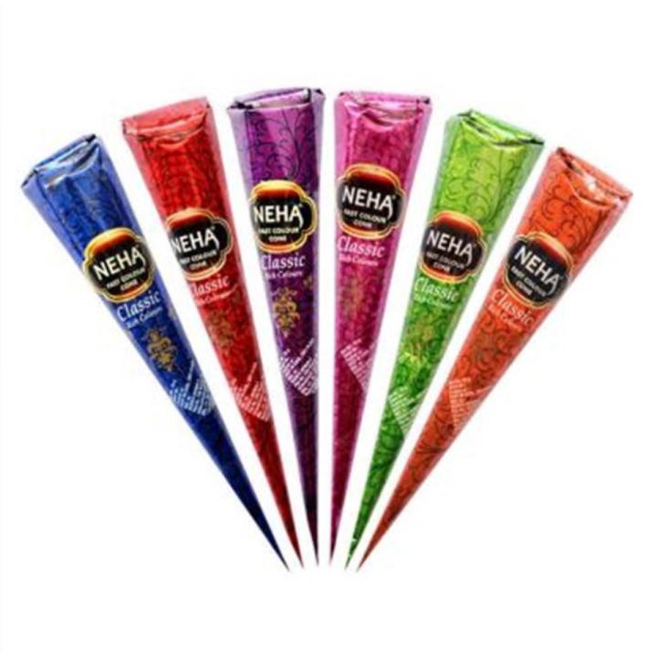 Neha ফাস্ট বিভিন্ন রঙের কোন মেহেদী-6 পিস (ভারতীয়) - mehedi design ...