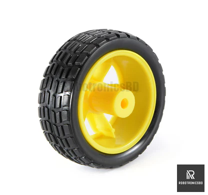 Yellow Plastic Wheel 65mm Rubber Wheel for DC Gear Motor | Daraz.com.bd