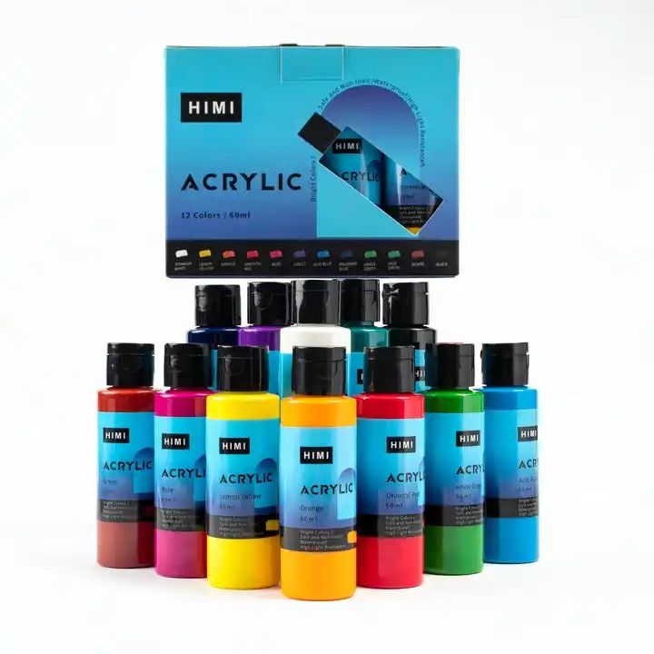 HIMI Acrylic Paint Bottle Set (60ML) - 12 Colors | Daraz.com.bd